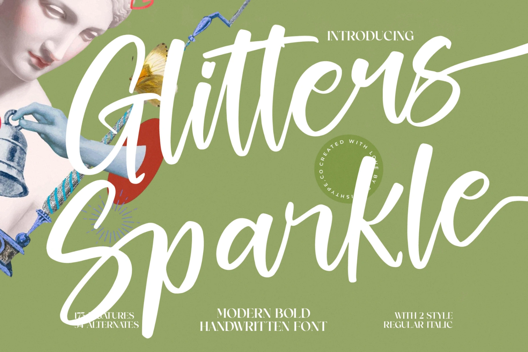 Glitters Sparkle - Modern Bold Handwritten Font Font | Letterena Studios