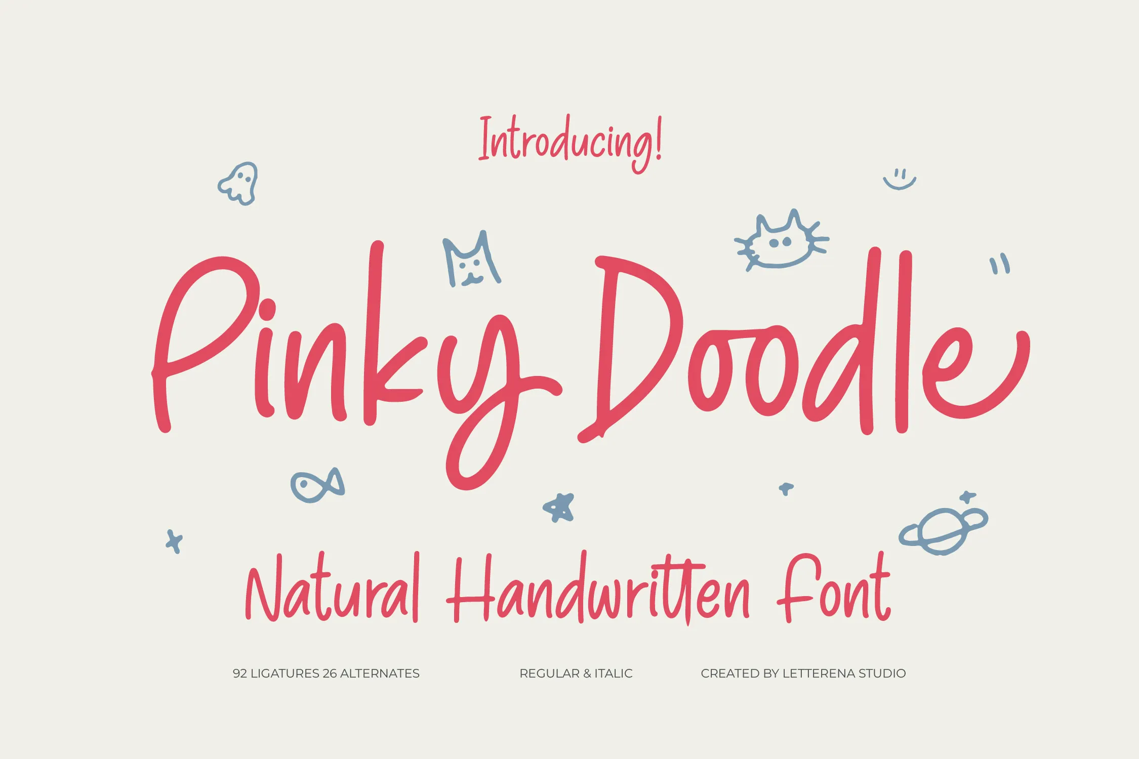 Pinky Doodle - Natural Handwritten Font Font | Letterena Studios